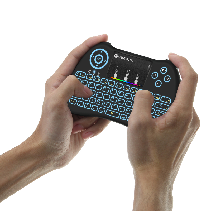 Mantistek MK2 Multicolor Backlit Wireless Mini Keyboard with Mouse Touchpad