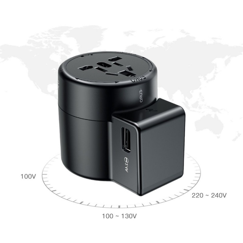 Baseus 2-in-1 Rotation Type Universal Travel Adapter with Dual 2.4A USB ...