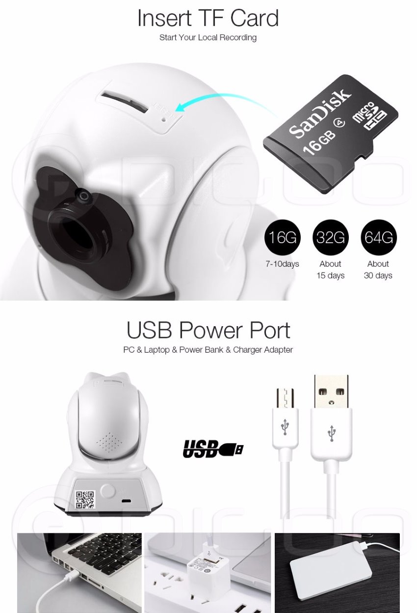 Digoo BB-M2 Onvif 720p HD PTZ WiFi IP Camera