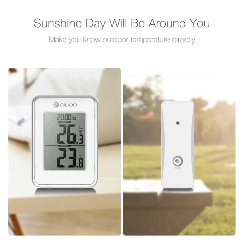 Digoo DG-TH1980 Digital Indoor and Outdoor LCD Temperature Monitor with ...