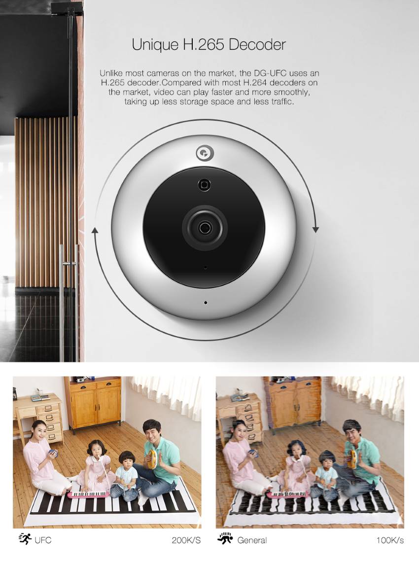 Digoo DG-UFC 1080p HD 180 Degree Wide Angle Night Vision WiFi IP Camera