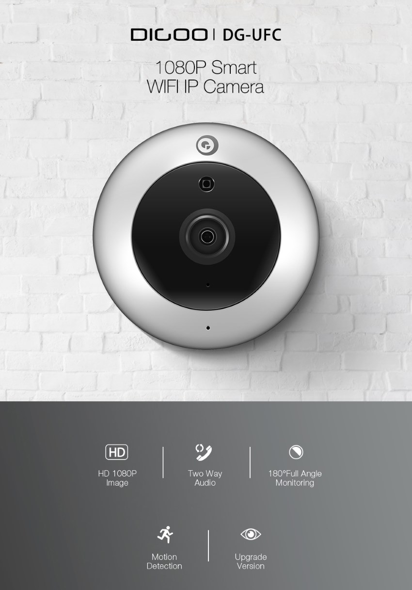 Digoo DG-UFC 1080p HD 180 Degree Wide Angle Night Vision WiFi IP Camera