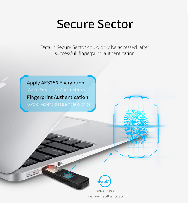 DM F1 Biometric Fingerprint Encrypted USB Flash Drive