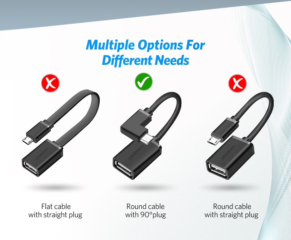 Ugreen US119 Hi-Speed 90 Degrees Angle Micro USB OTG Adapter 0.12m ...